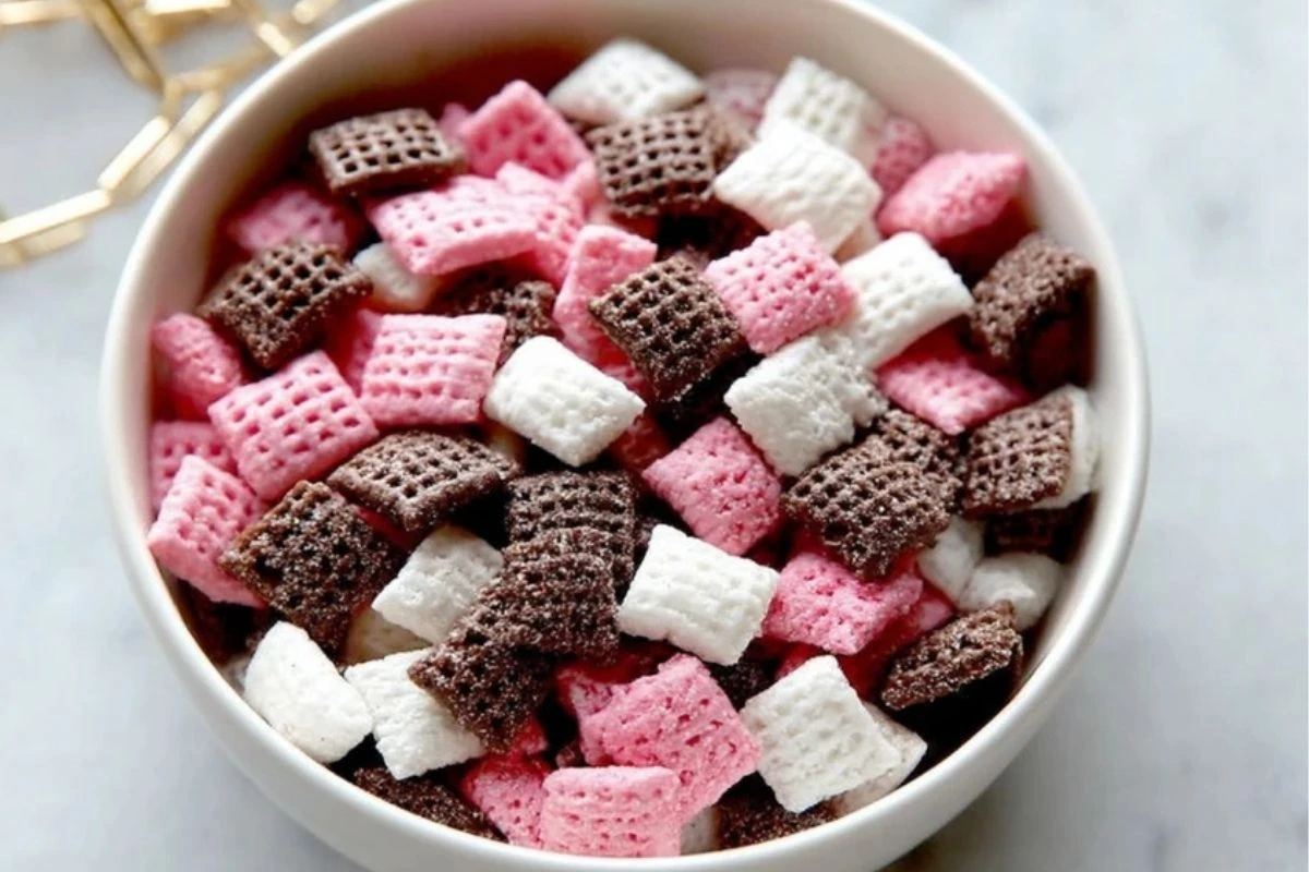 Sweet Easy Neapolitan Puppy Chow Snack Mix